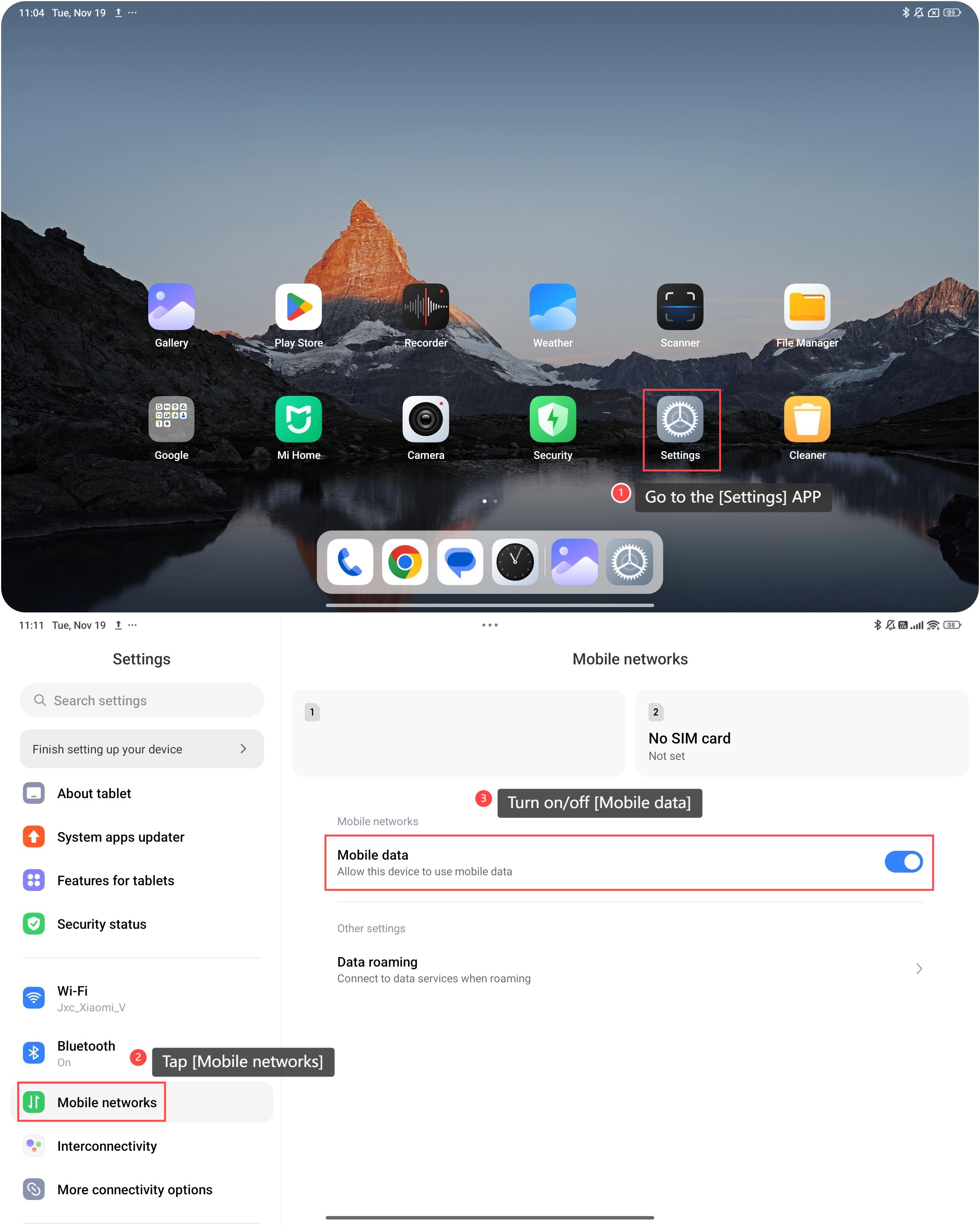 Bagaimana cara menghidupkan/mematikan data seluler di Redmi Pad Pro 5G?