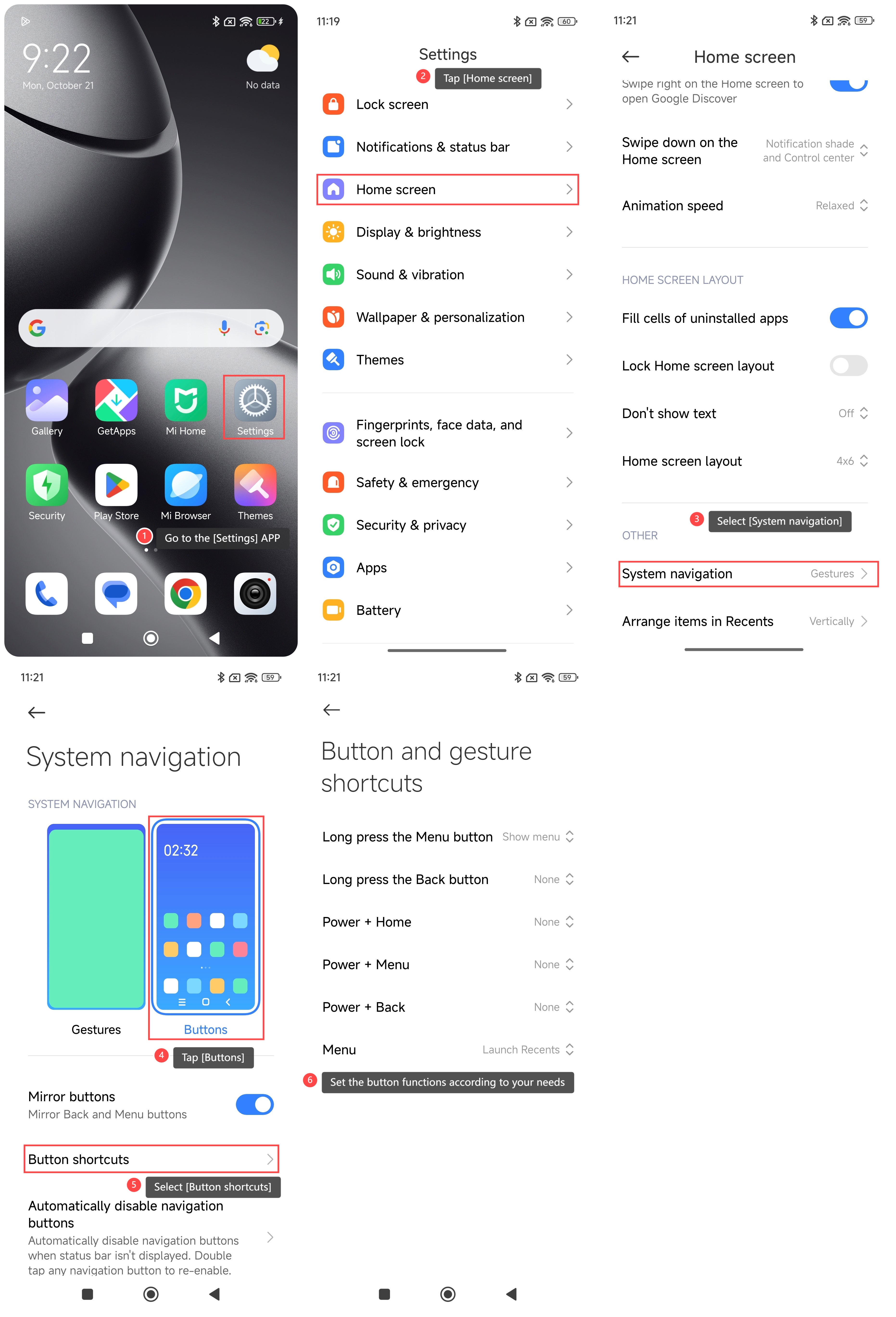 How to set the shortcuts of the system navigation buttons on the Xiaomi 14T Pro?