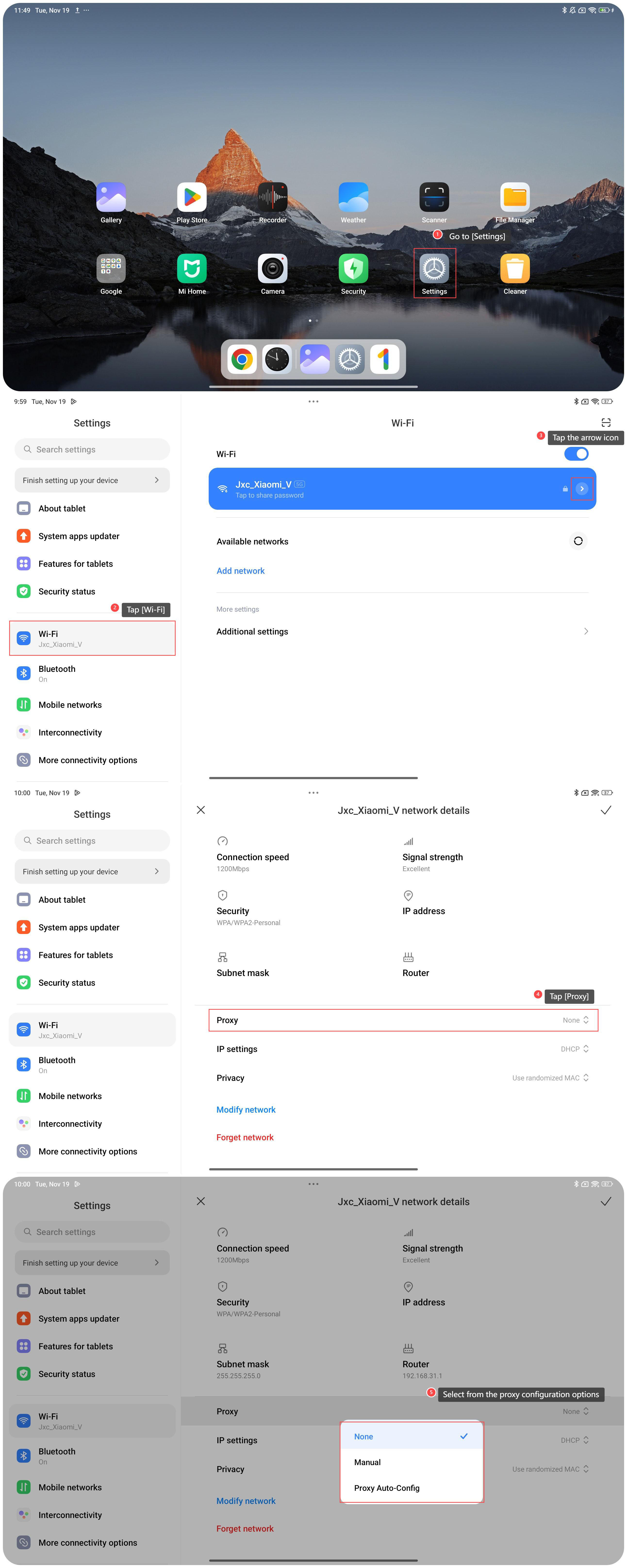 How to set the proxy on the Redmi Pad Pro 5G?