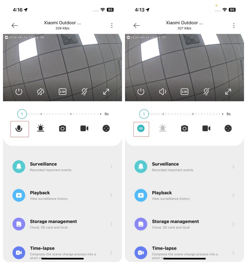 Xiaomi Outdoor Camera CW700S는 양방향 음성 통화를 지원합니까?