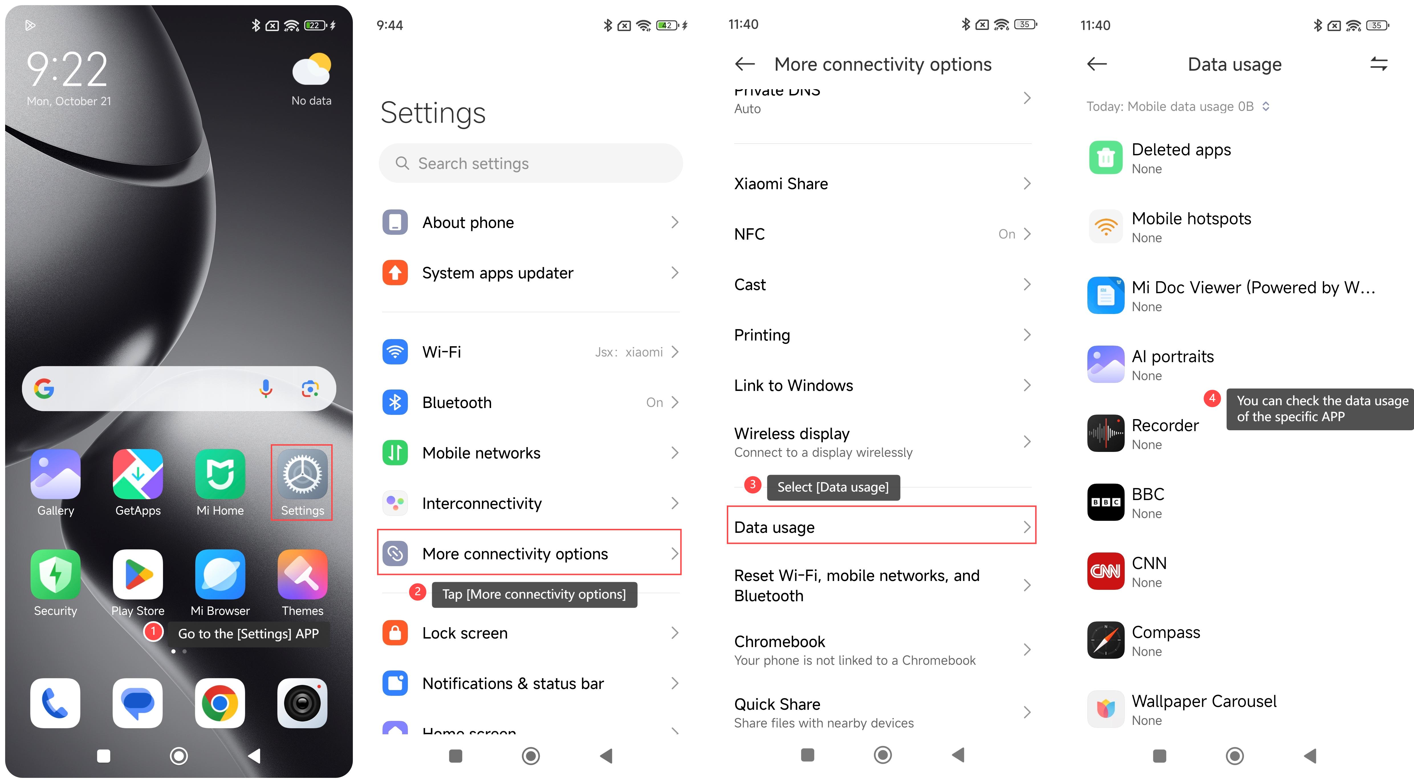 How to check data usage on the Xiaomi 14T?