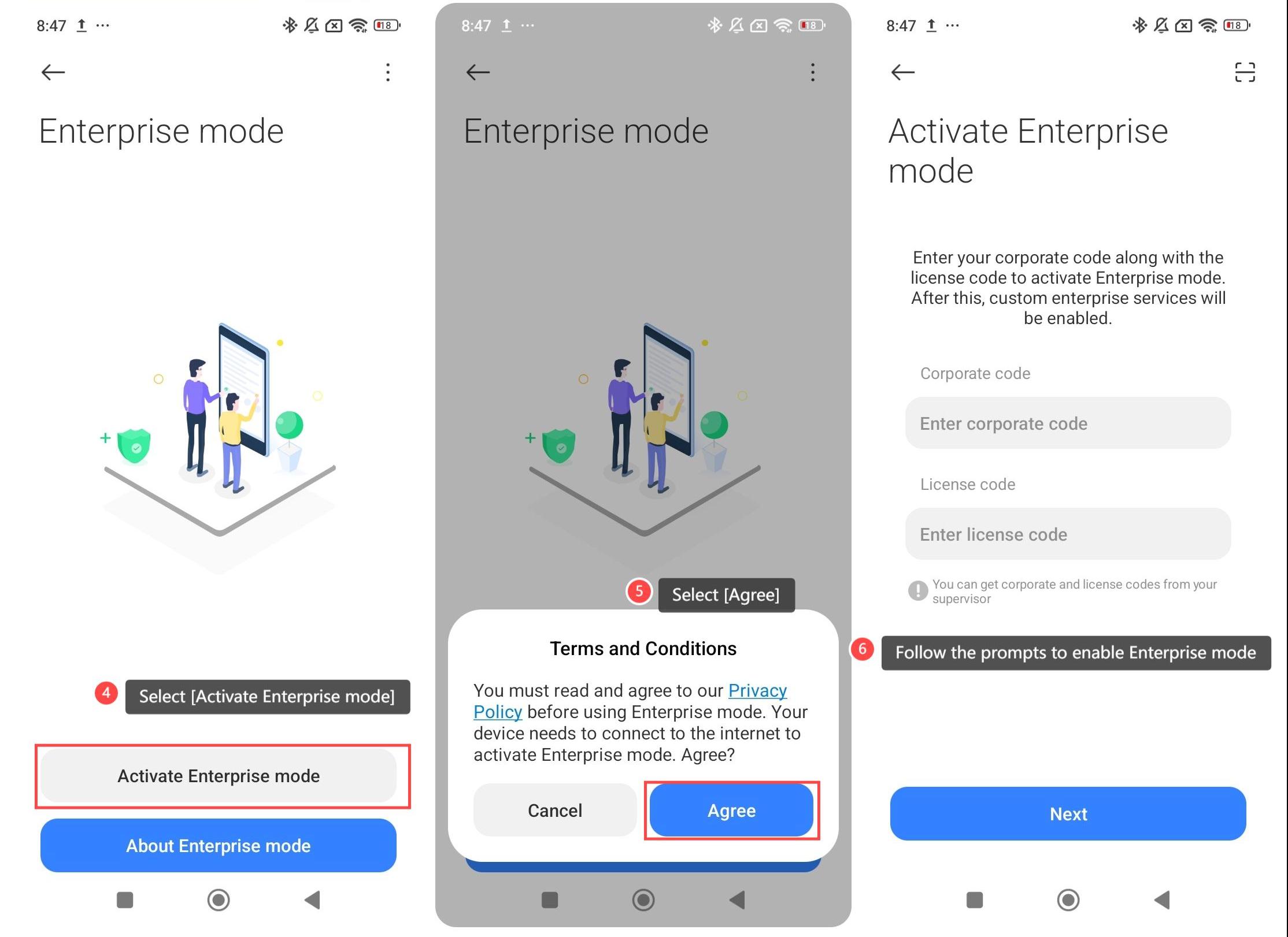 How to use Enterprise mode on the Redmi 13C 5G?