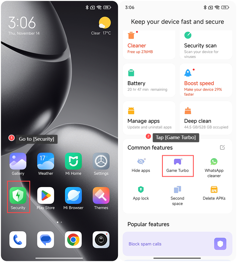 Xiaomi 14T Pro에서 Game Turbo를 켜는 방법은 무엇입니까?