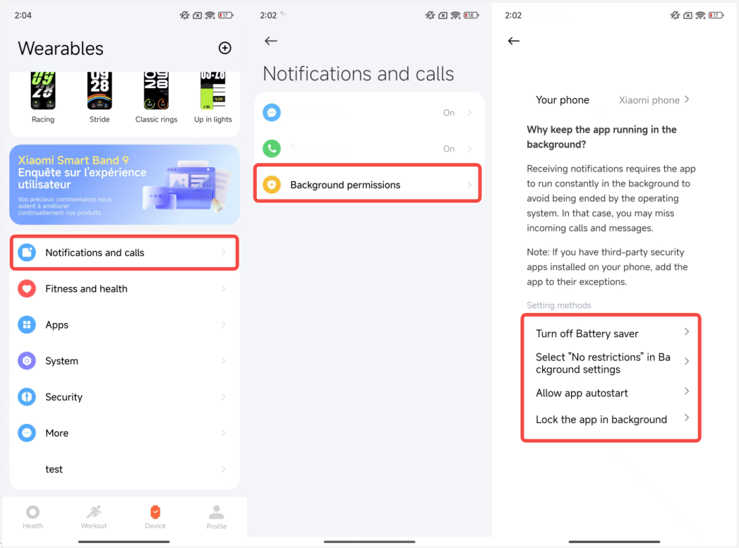 How to enable background running permissions of the Xiaomi Smart Band 9 ...