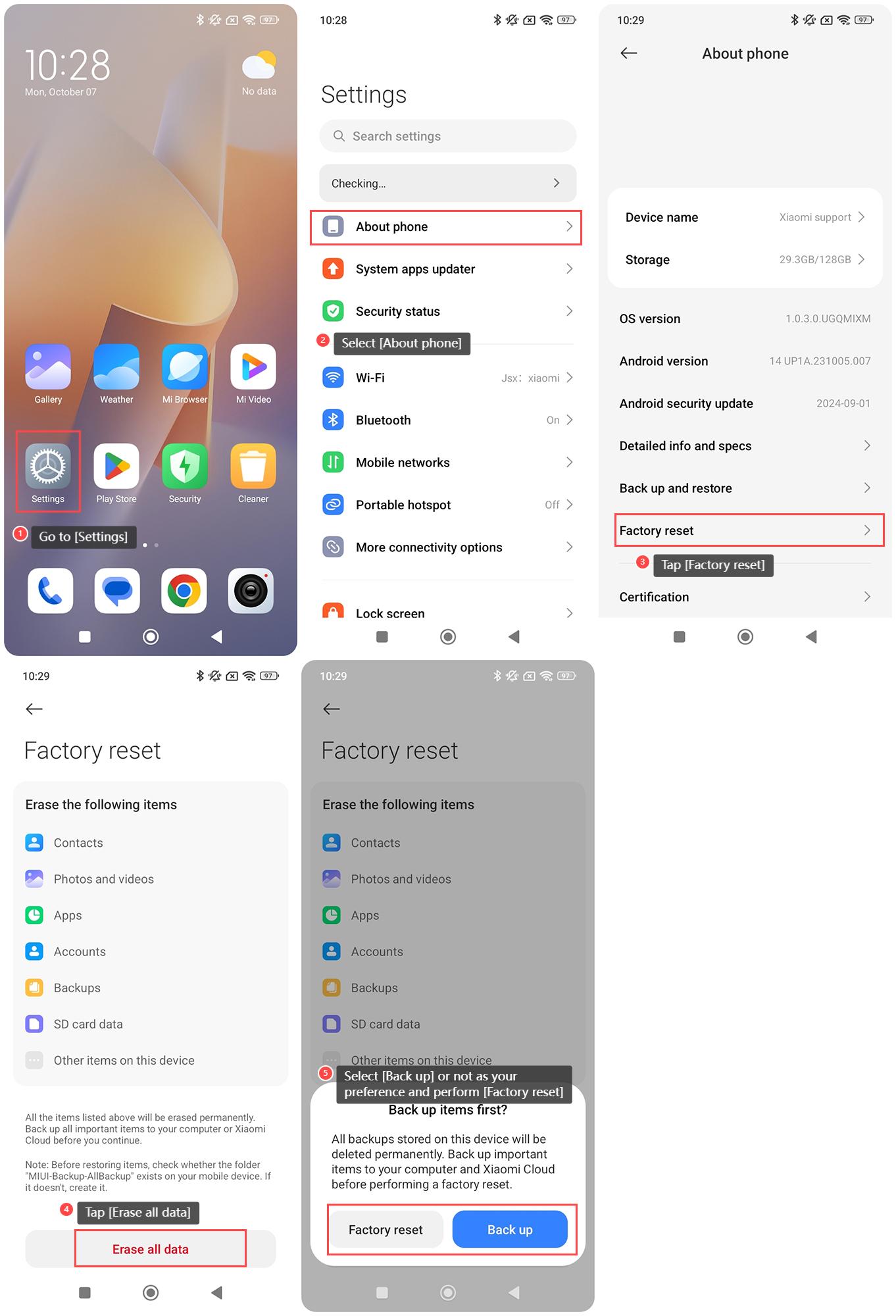 How to perform Factory reset on the Redmi 13C 5G?