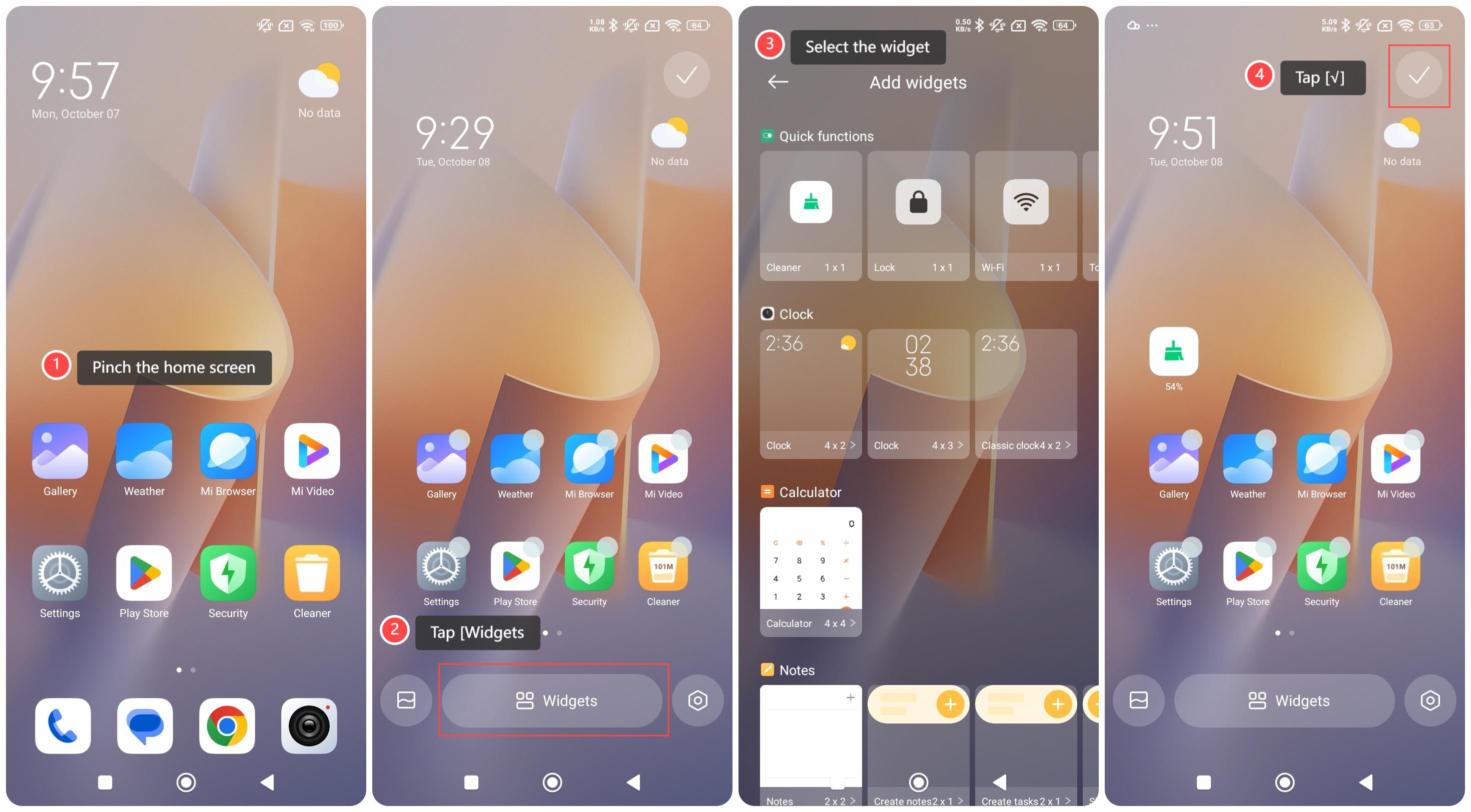 How to add widgets on the Redmi 13C?