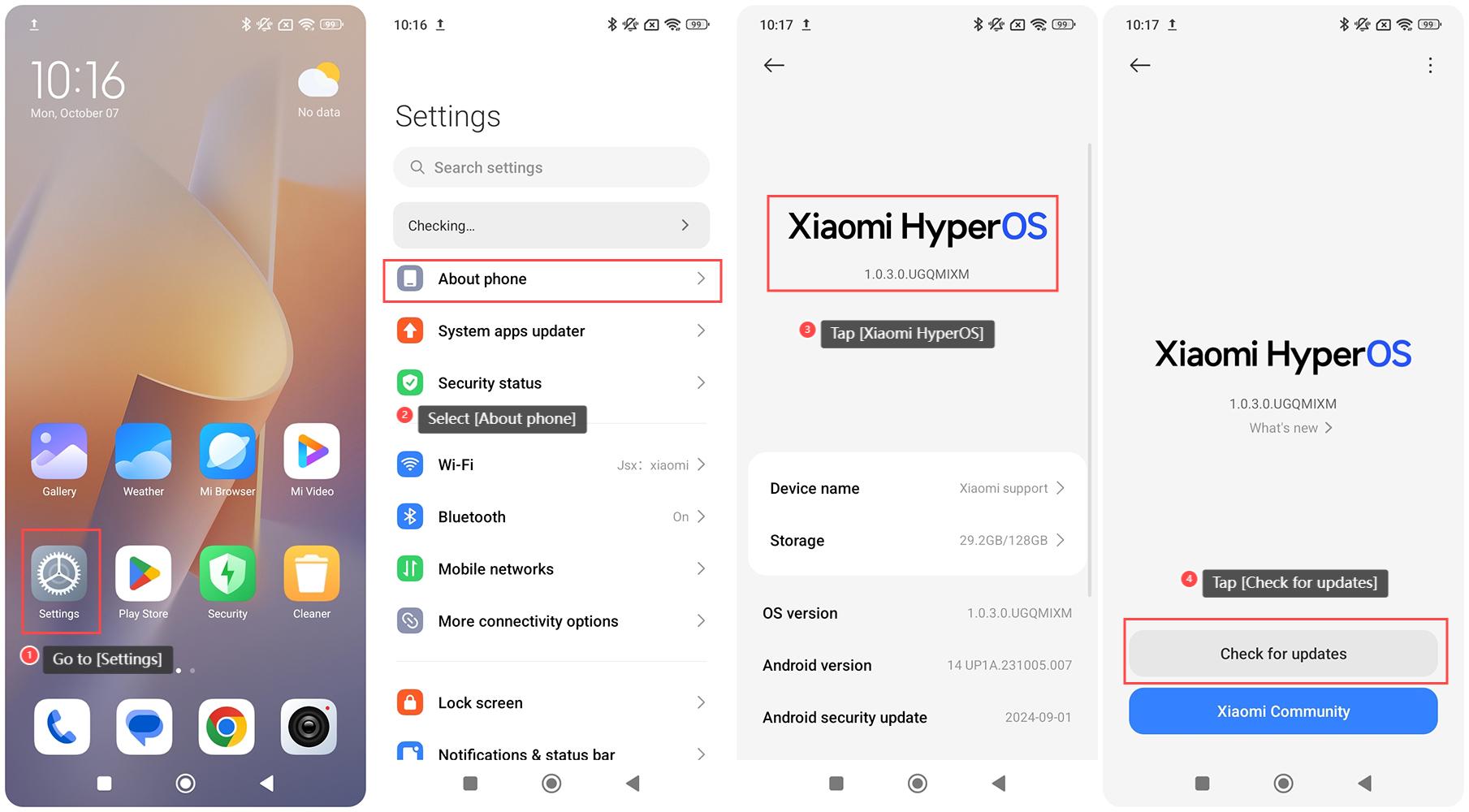 How to update the system of the Redmi 13C manually?