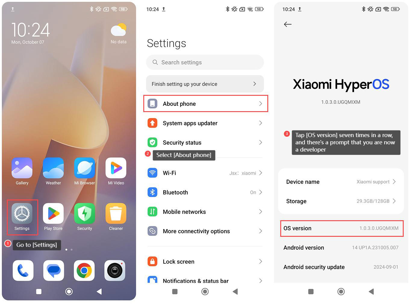 How to turn on Developer options on the Redmi 13C?