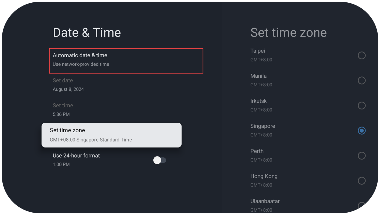 How to set the date, time and time zone on the Xiaomi TV A 65 2025?