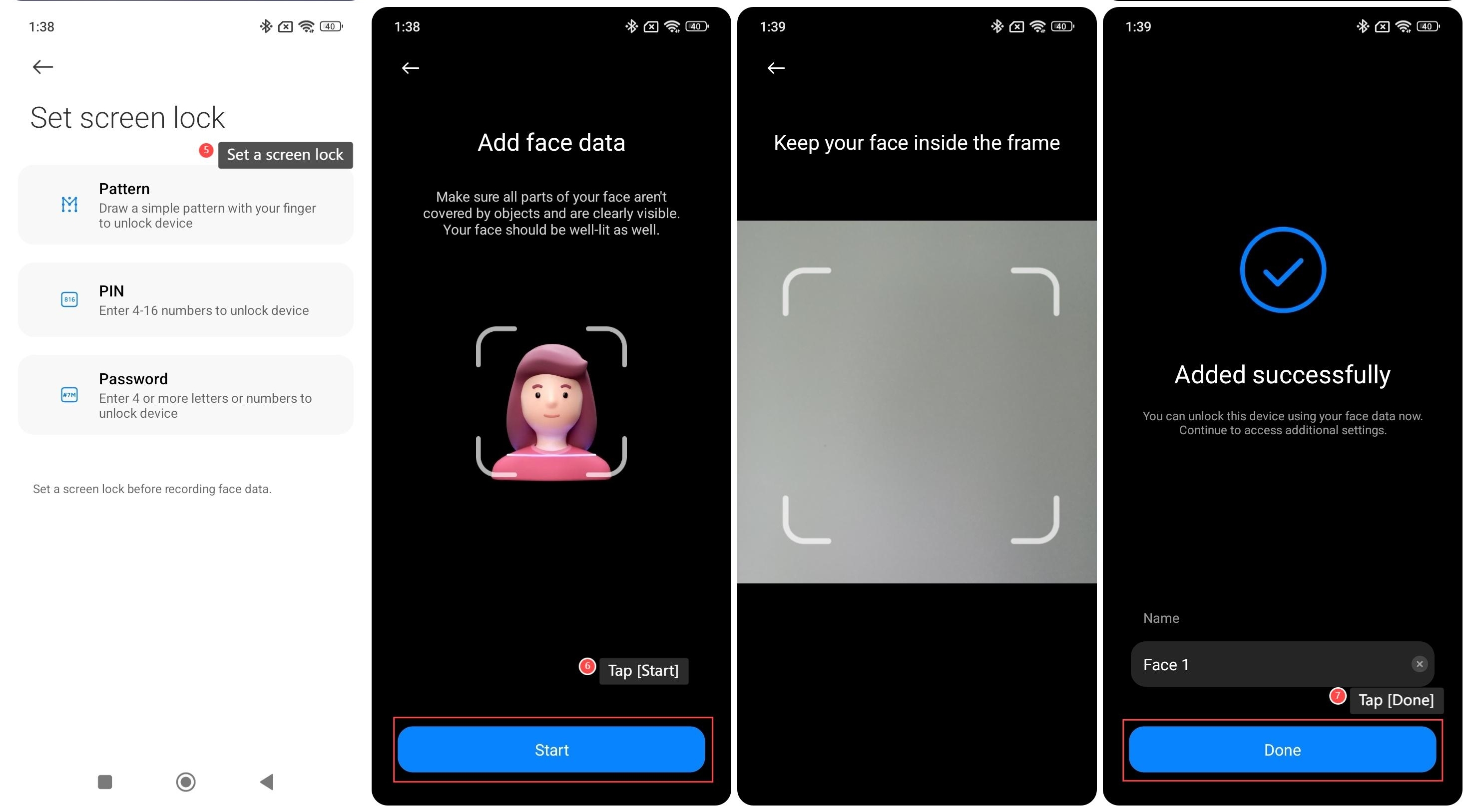 How to set the face unlock on the Redmi 13C?